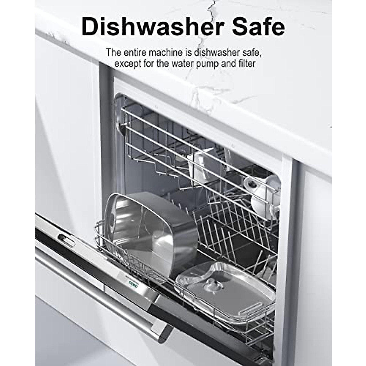 OlarHike Cat Water Fountain Stainless Steel, 61oz/1.8L Dog Water Bowl Dispenser Automatic Pet Water Fountain with Quiet Pump, Dishwasher Safe Design & Adjustable Water Flow for Cats, Dogs