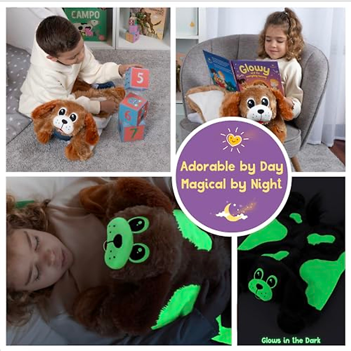 SNUGSHINE Glow in The Dark Weighted Lap Pad, Weighted Hugging Stuffed Animal, Sensory Products Calming, Weighted Lap Animal 4 Lbs, Weighted Lap Pad for Kids