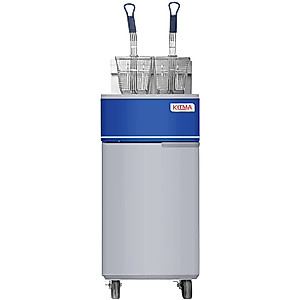 KITMA Commercial Deep Fryer Propane - 40lb Deep Fryer - Liquid Propane 3 Burners Floor Fryers with 2 Fryer Baskets, 90,000 BTU