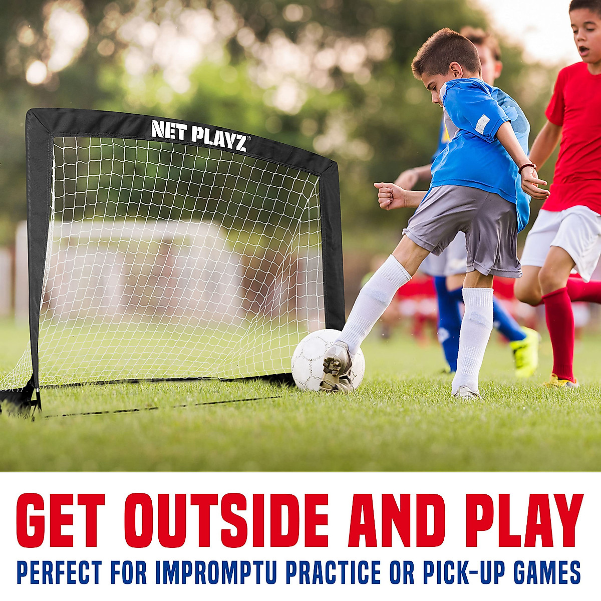 NET PLAYZ 4ftx3ft Easy Fold-Up Portable Training Soccer Goal, 36"D x 48"W x 36"H, Set of 2