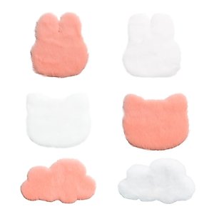 6 Pcs Miniature Furry Rugs Mini Carpets Pink and White Mini Faux Fur Rug for Mini House Furniture Decoration Accessories