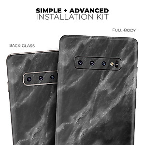 DesignSkinz Black and Chalky White Marble Protective Vinyl Decal Wrap Skin Cover Compatible with The Samsung Galaxy S20 (Screen Trim & Back Glass Skin)