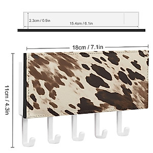 HKMNTGD Key Hooks for Wall, Key Rack Wall Mount Cow Printed Printed Key Hanger Key Holder Key Rack Organizer for Wall for Entryway Front Door Hallway Office