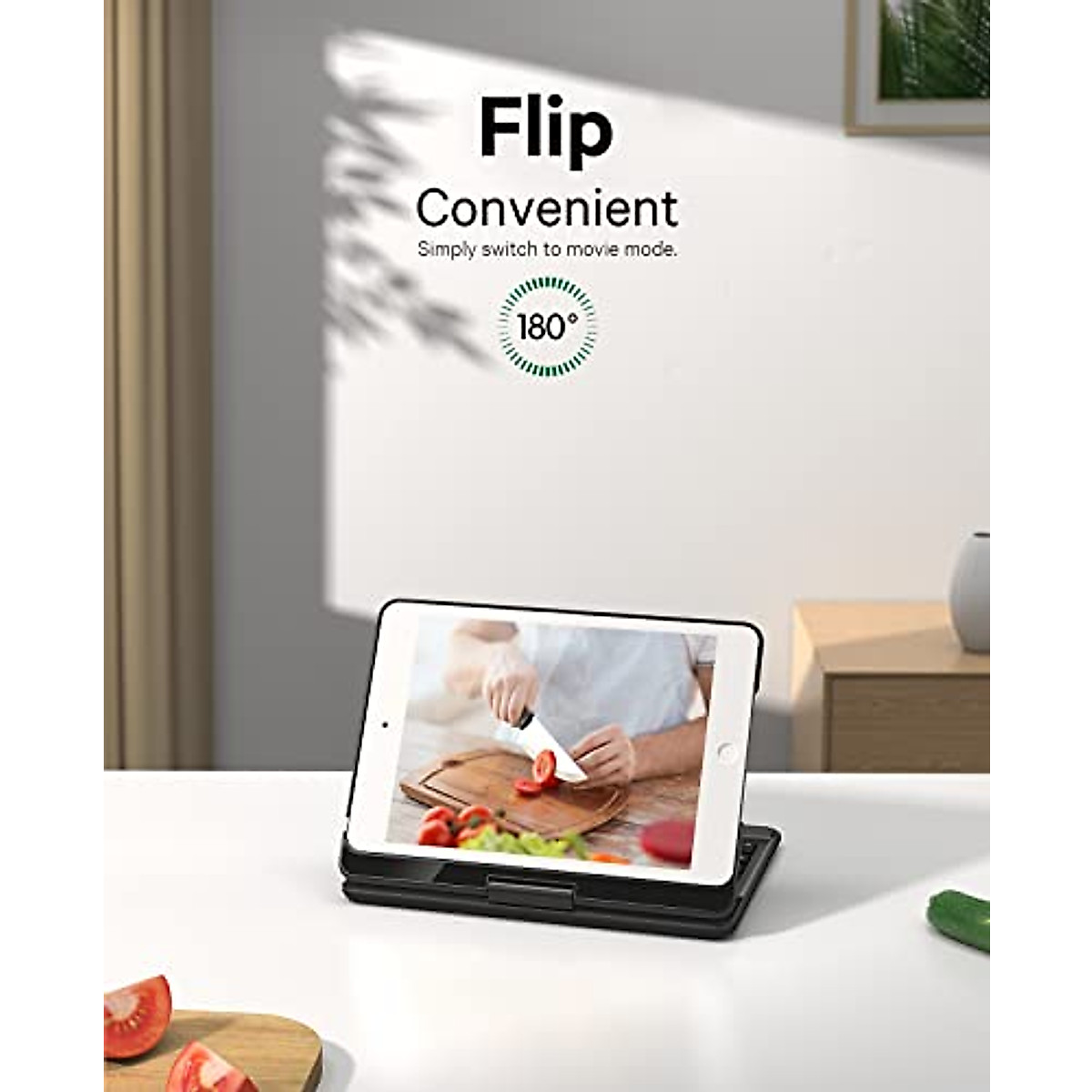 GreenLaw Keyboard case for iPad Mini 5/ Mini 4-360° Rotatable 180 Flip- 7 Colors Backlit - Wireless Smart Folio Auto Sleep/Wake Hard Cover fit for iPad Mini 5 2019(5th Gen)/ iPad Mini 4 2015, Black