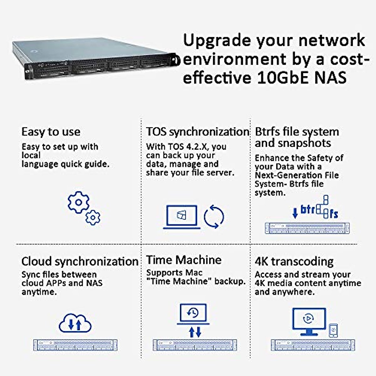 TERRAMASTER U4-111 10GbE NAS 4-Bay Network Storage Server Enterprise-Class Apollo Quad Core 1.5GHz Plex Media Server (Diskless)