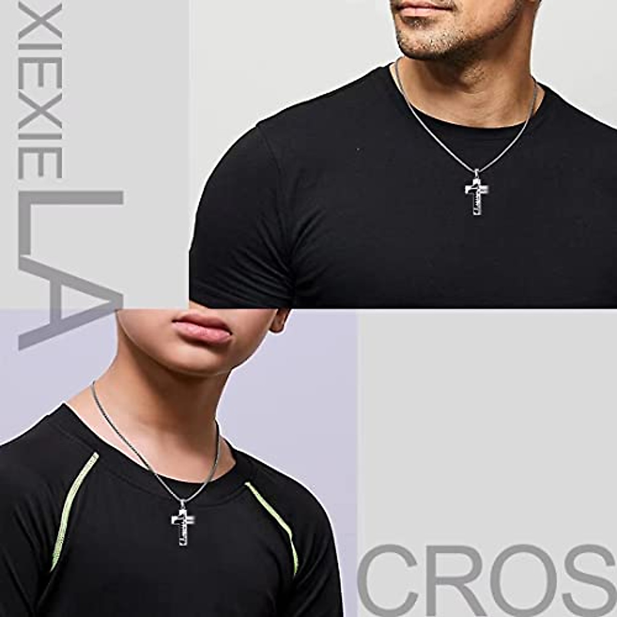 XIEXIELA Football Cross Necklace for Boys, Football Silicone Bracelets, Bible Verse I CAN DO All Things Stainless Steel Sport Pendant for Men Rugby Ball Athletes Sports Lover Bracelets