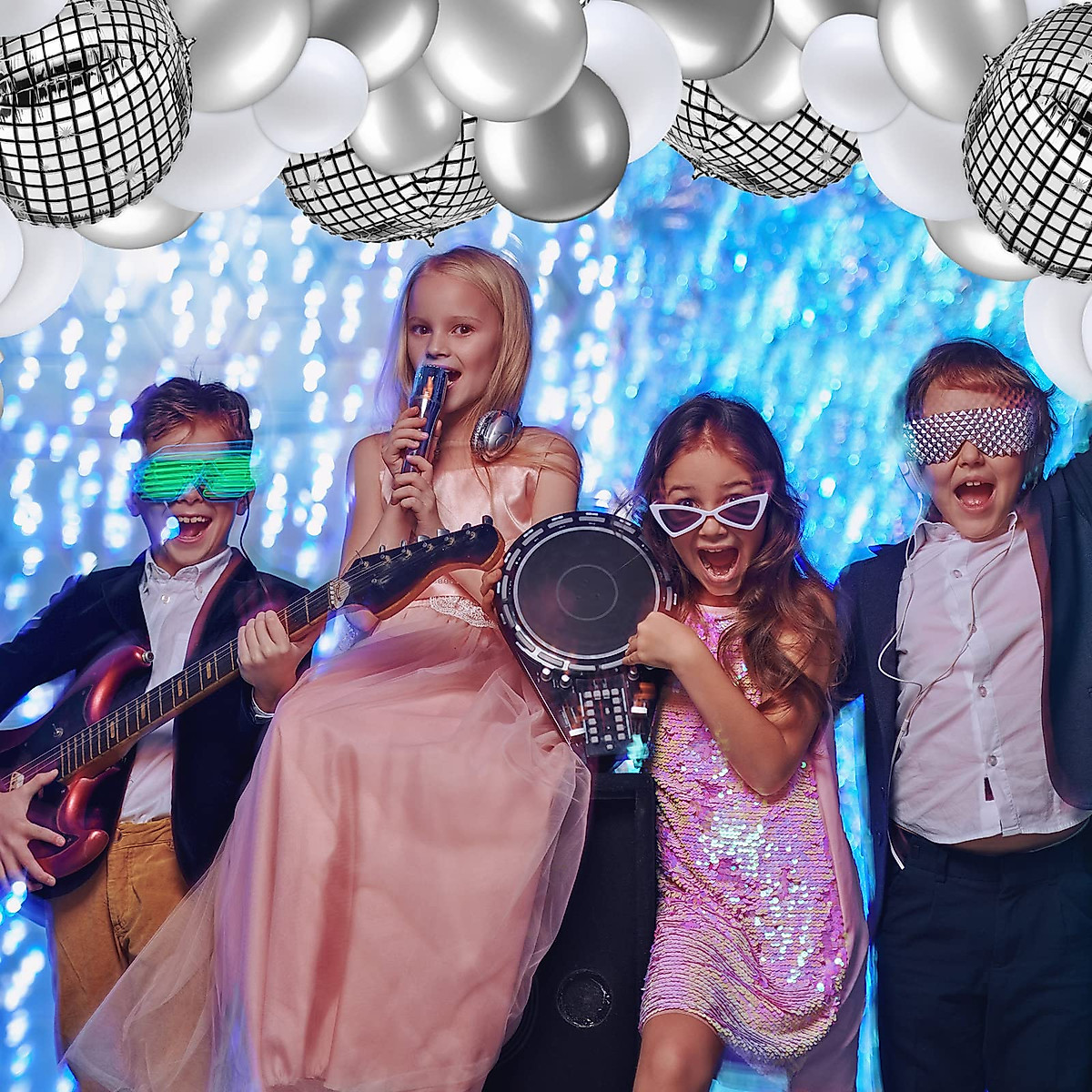 110 Pack 70s Disco Party Balloon Kit & Decorations