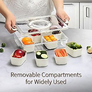 Olavon Clear Snackle Box Container with Lid and Handle - 8 Compartments Divided Serving Tray, Portable Snack Charcuterie Organizer, Snackable Box Platters for Candy, Fruits, Snacks