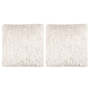 Safavieh Collection Shag Modish Metallic Snow 20" Throw Pillow, 22"x22"