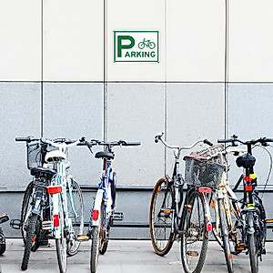 SmartSign 10 x 14 inch “Bicycle Parking” Metal Sign With Bicycle Graphic, 40 mil Laminated Rustproof Aluminium, White and Green, Made in USA