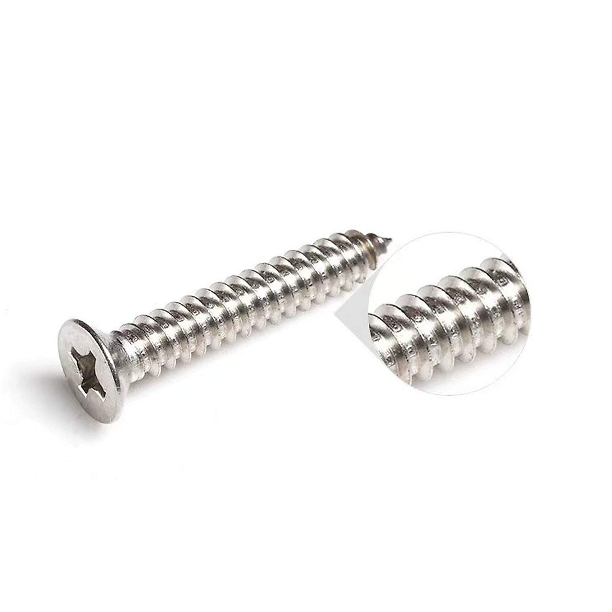100 Pcs M2x14mm Flat Head Wood Self Tapping 304 Stainless Steel Screw Phillips Head Self Drilling