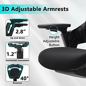 CLATINA Ergonomic High Swivel Executive Chair with Adjustable Height 3D Arm Rest Lumbar Support and Upholstered Back for Home Office Black BIFMA Certification No. 5.1