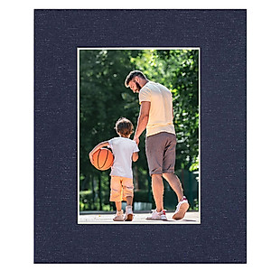 12x18 Mat Bevel Cut for 11x17 Photos - Acid Free Navy Canvas Texture Precut Matboard With Backing Board and Crystal Clear, Self Seal Photo Mat Bag - For Pictures, Photos, Framing - 4-ply Thickness