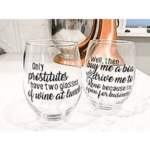Gilmore Girls Wine Glass Set! Only prostitutes have two glasses of wine.