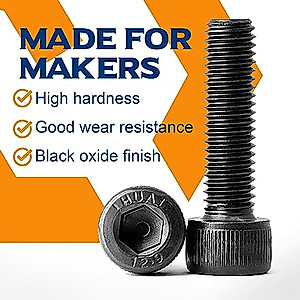 M6-1.0 x 16mm Socket Head Cap Screws, 12.9 Grade Alloy Steel, Allen Socket Drive, Black Oxide Finish, Machine Thread, 60 PCS