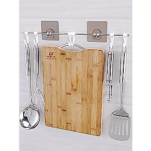 MELOYOU Kitchen Rail Utensil Rack Organizer Wall Mount with 12 Sliding Hooks No Drilling Hanging Rack for Kitchen,Pot Pan,Towel Pack of 2