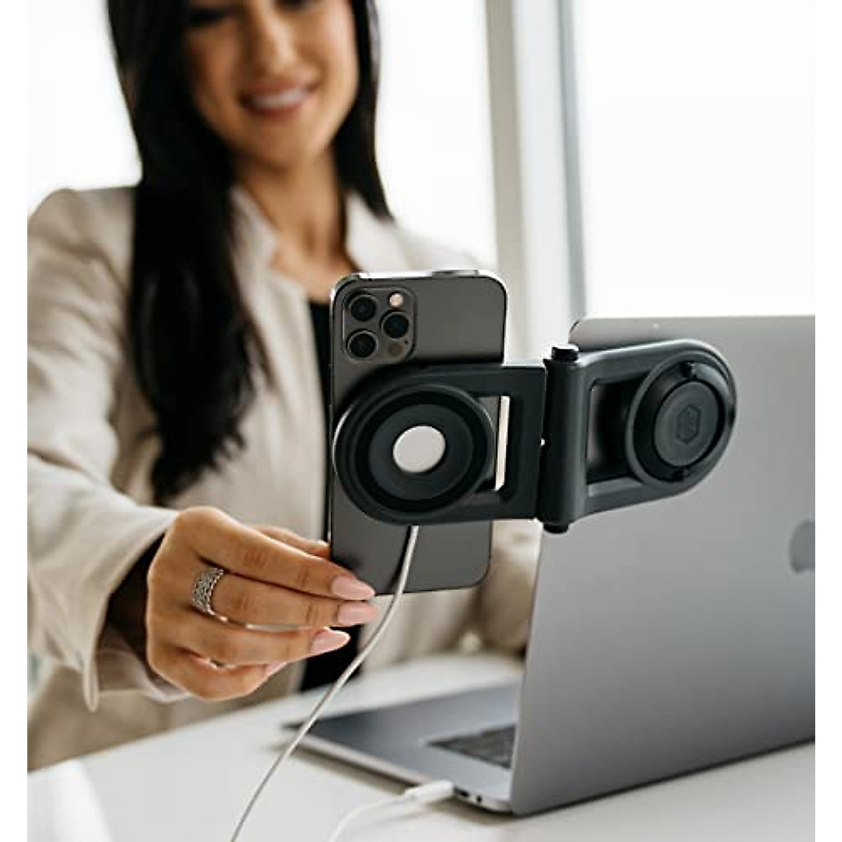 STM MagArm – MagSafe Accessory - Mount iPhone on Laptop or Monitor – Adjust iPhone to Optimal Viewing Angle – Use with or Without The Apple MagSafeCharger - Grey (stm-935-325Y-01)