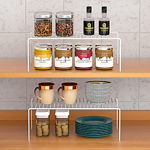 GEDLIRE Cabinet Storage Shelf Rack Set of 2, Medium (13 x 9.4 inch) Rustproof Metal Wire Kitchen Cabinet Organizer and Storage, Cupboard Spice Shelf Rack for Plate, Dish, Counter & Pantry Organization
