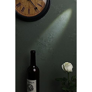 Dimoon 236"x17.7" Leaf Green Flower Thicken Advanced Texture Wallpaper Peel and Stick Green Leaf Floral Wallpaper Waterproof Contact Paper Grey Green Self Adhesive Wallpaper Removable Vinyl Roll