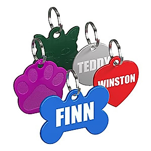 Pet ID Tag Custom for Dog Cat Personalized | Many Shapes and Colors to Choose from | Made in USA | Strong Anodized Aluminum