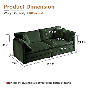 mikibama Alternative Sofa Armrests for 2 Seater Sofa, 3 Seater Sofa and 4 Seater Sofa, Chenille, Evergreen