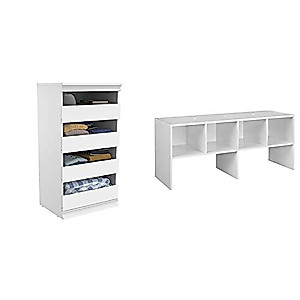 ClosetMaid Modular Storage Unit with 4 Drawers, Wood Closet Organizer, Stacking, Full Backer, Storage, Decorative Trim, White & 5062 All-Purpose Organizer, White
