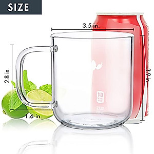 Aquach Glass Mugs 16 oz Set of 2, Large Clear Glass Cup with Handle for Hot/Cold Coffee Tea Beverage, Thicker Quality