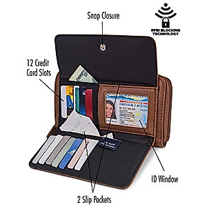 Nautica Bulk Cargo Womens RFID Wallet Clutch Zip Around Organizer (Earth)