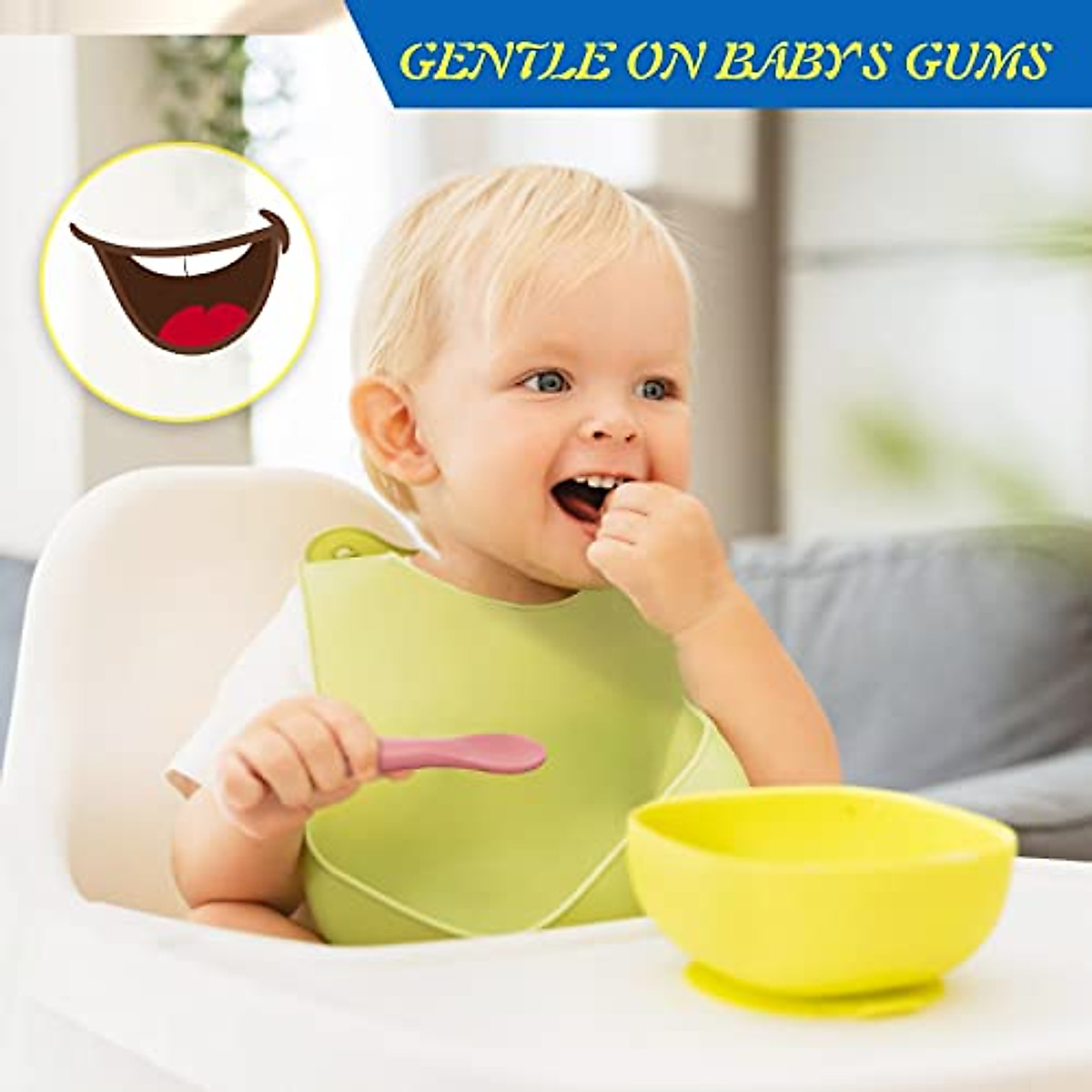 JUSONEY Silicone Baby Spoons - First Stage Baby Self Feeding Spoons 6+ Months,Shorter and Longer Infant Spoons Set for Parent and Self-Feeding,BPA Free Baby Led Weaning Spoons Training Spoon (8 Pack)