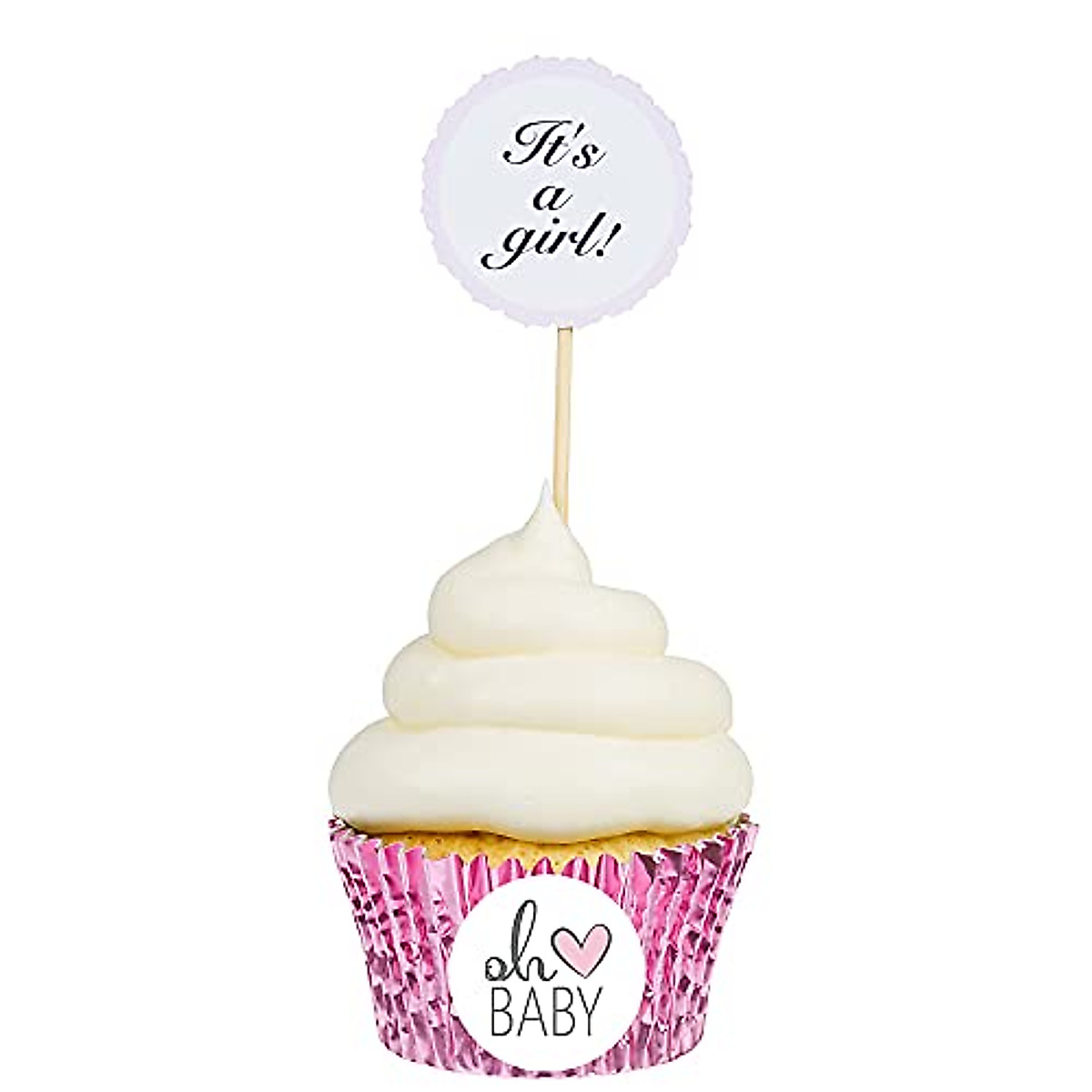 270 PCS Pink Baby Shower Stickers, 6 Design Self Adhesive Circle Label Stickers,Baby Shower Envelope Seals Candy Stickers,Baby Shower Party Chocolate Stickers,Candy Stickers.（012）