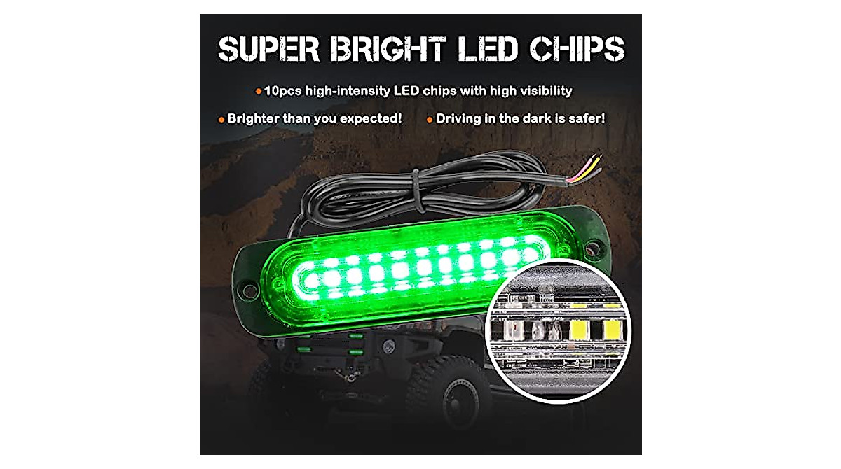 Primelux Green Strobe Lights for Trucks | 10 LED Emergency