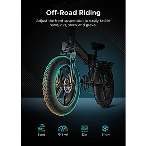 ENGWE 750W Folding Electric Bike for Adults 20" 4.0 Fat Tire Mountain Beach Snow Bicycles Aluminum Electric Scooter 7 Speed Gear E-Bike with Detachable Lithium Battery 48V 13AH Up to 28MPH 75Mile
