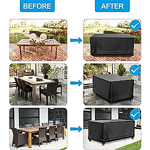DUDSOEHO Patio Table Cover 100% Waterproof, 72x47x28 inch Outdoor Table Cover Rectangular, Patio Furniture Cover for Dinning Furniture, Picnic Coffee Tables Chairs and Sofas, Black