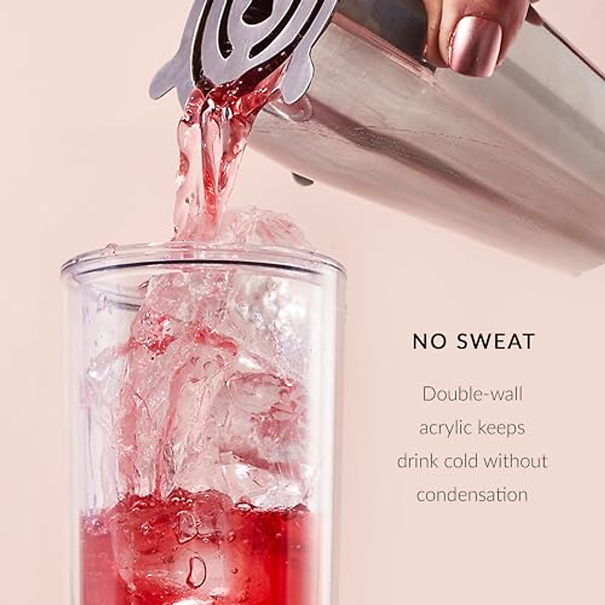 Maars Skinny Acrylic Tumbler with Lid and Straw | 18oz Premium Insulated Double Wall Plastic Reusable Cups - Clear, 8 Pack