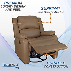 RecPro Set of 2 Charles Collection | 30" Swivel Glider RV Recliner | RV Living Room (Slideout) Chair | RV Furniture | Glider Chair | Toffee