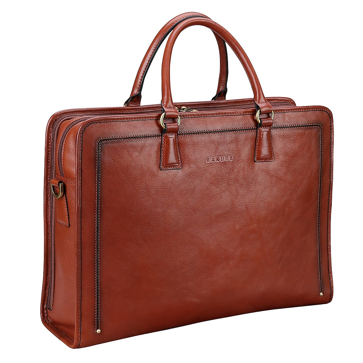 Banuce Full Grains Italian Leather Briefcase for Women Handbags 14 Laptop Business Bags Attache Case Satchel Purses Ladies Work Bag Brown