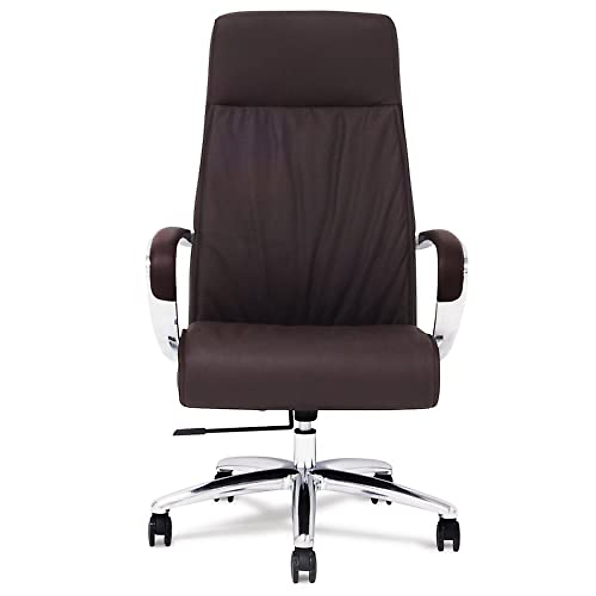 ZURI Forbes Genuine Leather Aluminum Base High Back Executive Chair - Dark Brown
