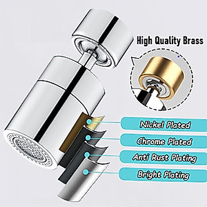 YOXITIXOY YSQ Aerator, 80-Degree Big Angle Swivel, Dual-Function Kitchen Faucet Accessory, Polished Brass & ABS Material, 360° Swivel, Universal Fit (5.59x1.3 inches)