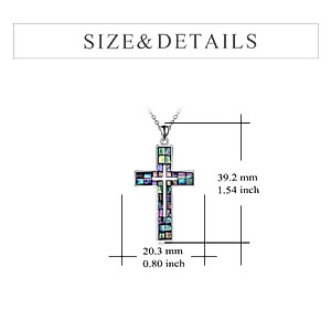 YFN Cross Necklace Sterling Silver Abalone Shell Cross Pendant Religious Jewelry Gifts for Women Men