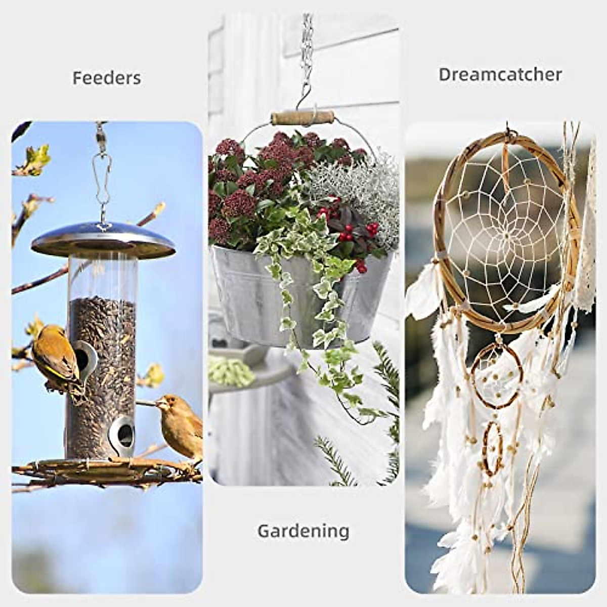 defutay 5 PCS Smooth Spinner Swivel Hook, Stainless Steel Wind Chime Hook 360 Degree Rotating Clips for Hanging Wind Spinners, Wind Chimes, Bird Feeder, Crystal Twisters Party Supplies (5 PC)
