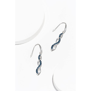 MORGAN & PAIGE 925 Sterling Silver Montana Blue Crystal Twisted Dangle Earrings