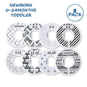 Baby Closet Dividers Unisex Baby Closet Organizer Baby Closet Size Age Dividers Round Nursery Clothing Size Dividers for Boy and Girl from Newborn to Toddlers