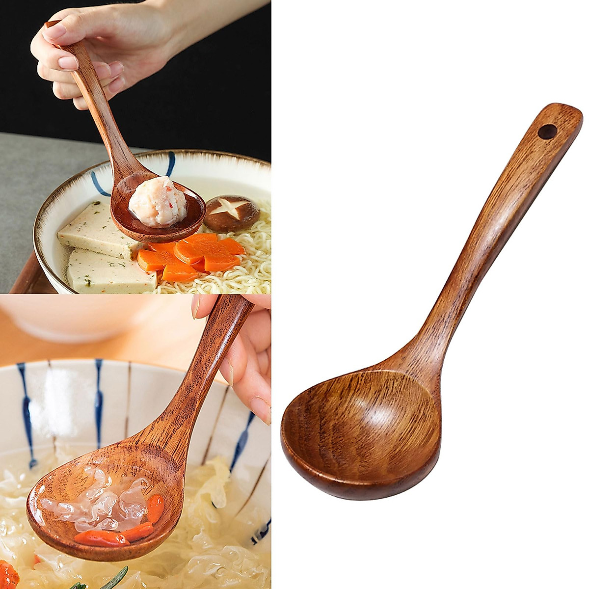 Soup Spoon Natural Japanese Wooden Soup Porridge Ramen Rice Long Handle Spoon Cutlery Suitable For Family Restaurant Ramen Rice Long Handle Spoon