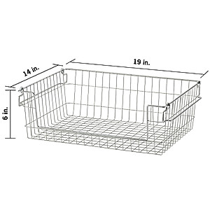 TRINITY 2-Pack Stackable Metal Wire Storage Baskets With Handles, EcoStorage Chrome, 19 Inches