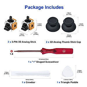 Mcbazel 7 in 1 Joystick Repair Kit for PS5 Controller, 3D Analog Joystick Thumb Sticks Replacement Thumb Caps Grips with Screwdriver and Prying Tools Compatible with PlayStation 5 Controllers