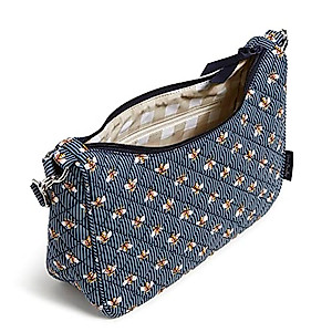 Vera Bradley Women's Cotton Frannie Crescent Crossbody Purse, Bees Navy - Recycled Cotton, One Size