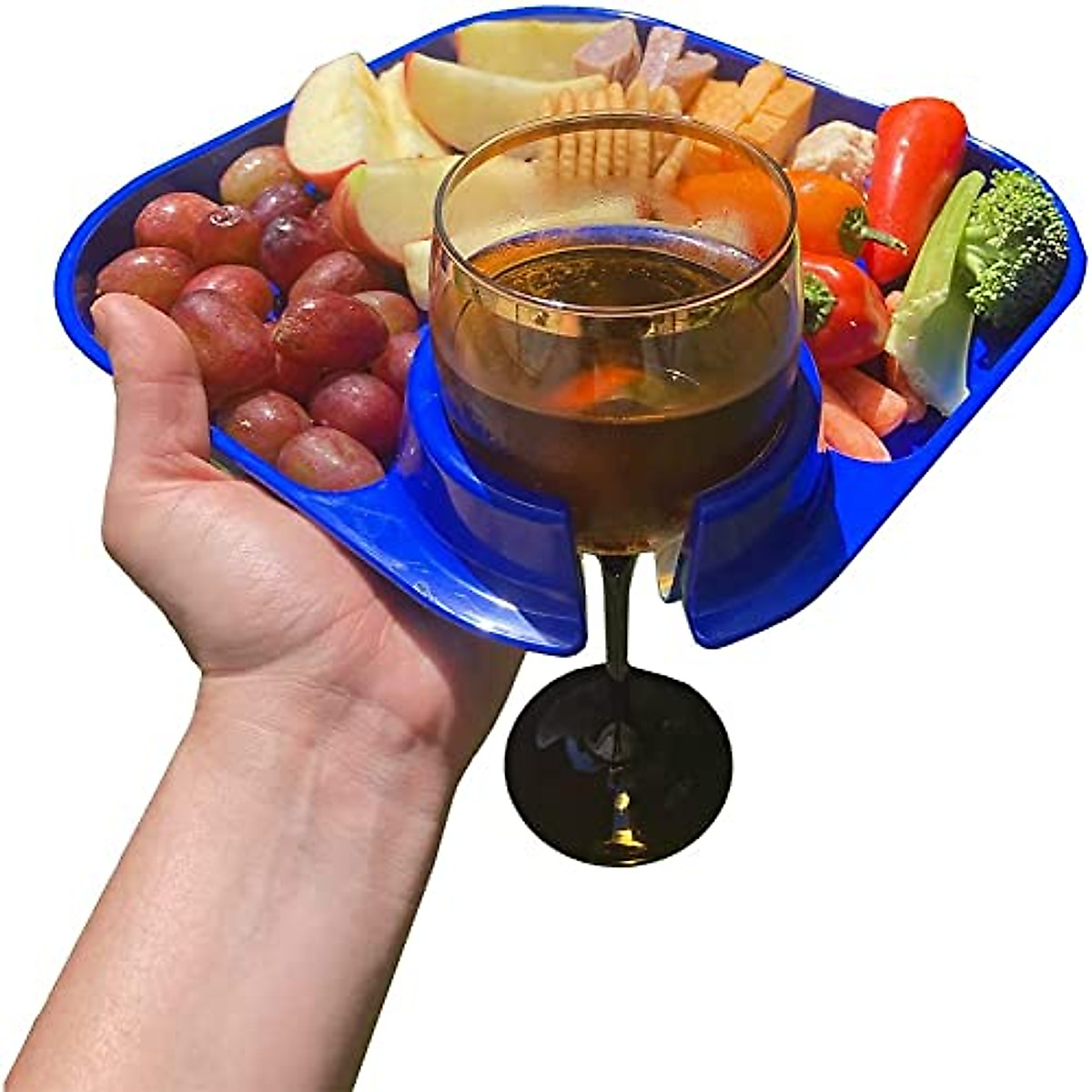 Great Plate Reusable Plastic Plates for Parties with Built-In Cup Holder - Set of 6 Party Plates and Cups for Kids or Adults for Tailgating BBQ Camping Picnics (Red, White and Green, Square)
