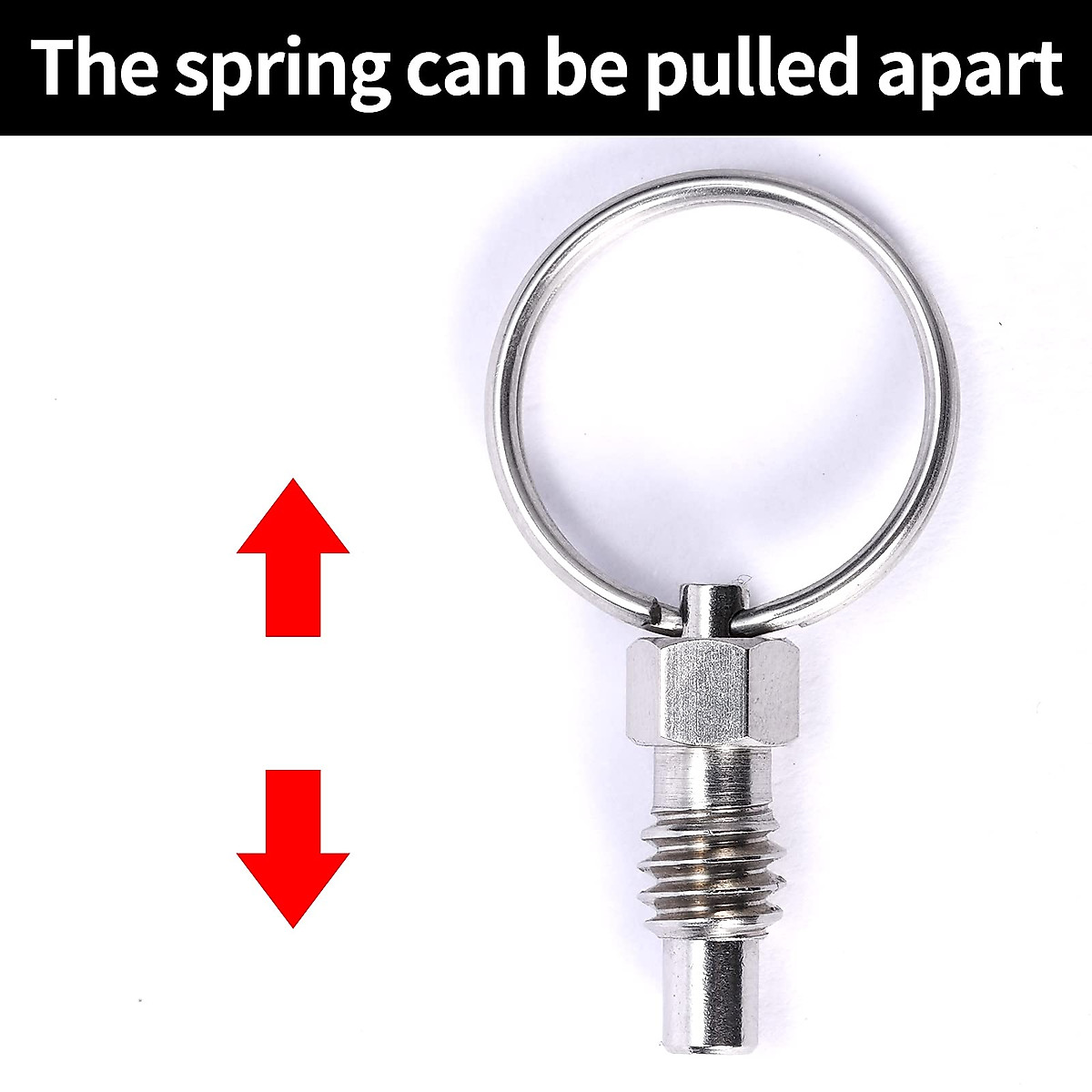 2 Packs Spring Plunger with Pull Ring, 1/4"- 20 Thread Size, 0.31" Thread Length, Stainless Steel Non-Locking Type Stubby Hand-Retractable Spring Plunger Index Plunger