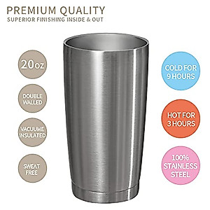 MUCHENGHY 20oz Stainless Steel Tumbler with Lid and Straw, Double Wall Vacuum Insulated Travel Coffee Mug, Stainless steel surface Metal Tumblers for Cold & Hot Drinks(Silver, 6 Pack)