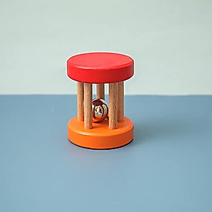 Promise Babe Natural Infant Gym Organic Wooden Rattle Wooden Bells Rattles Nursing Shower Gifts Waldorf Toys Red